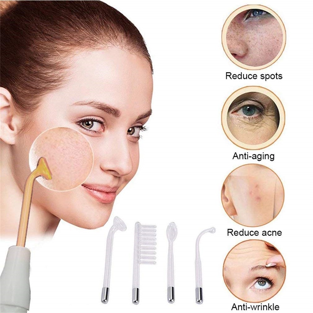 4 IN 1 High Frequency Facial Machine Spot Acne Meter Remover Portable ...