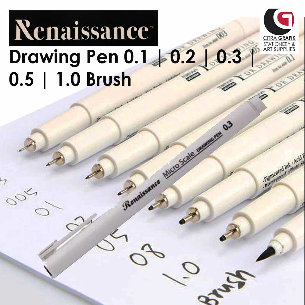 Renaissance Micro Scale Drawing Pen Set/Black Sketch Pen (0.1/0.2/0.3/0 ...