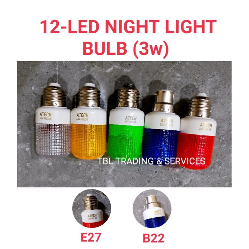 B22 E27 LED Colour Neon Bulb 12 LED 1W / Night Light Bulb / Bilik Tidur ...