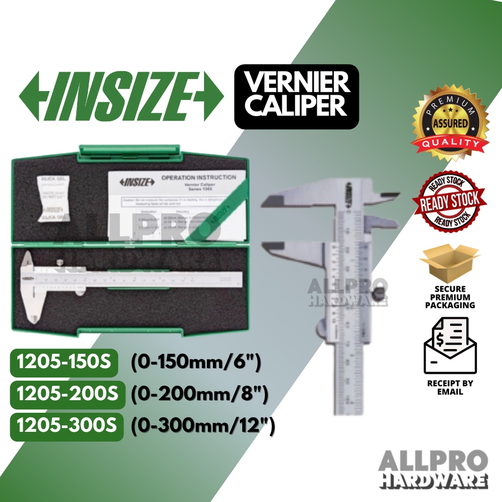 INSIZE Vernier Caliper 1205-150S ( 0-150mm / 6" ) / 1205-200S ( 0-200mm / 8” ) / 1205-300S ( 0 ...