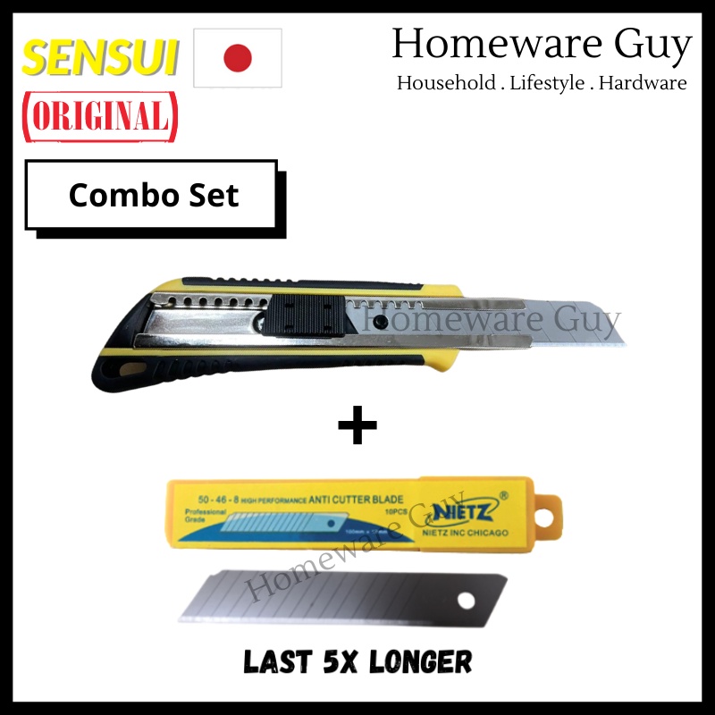 (SENSUI 18MM) Auto Lock DIY Utility Knife Cutter Knife Pisau Pemotong ...