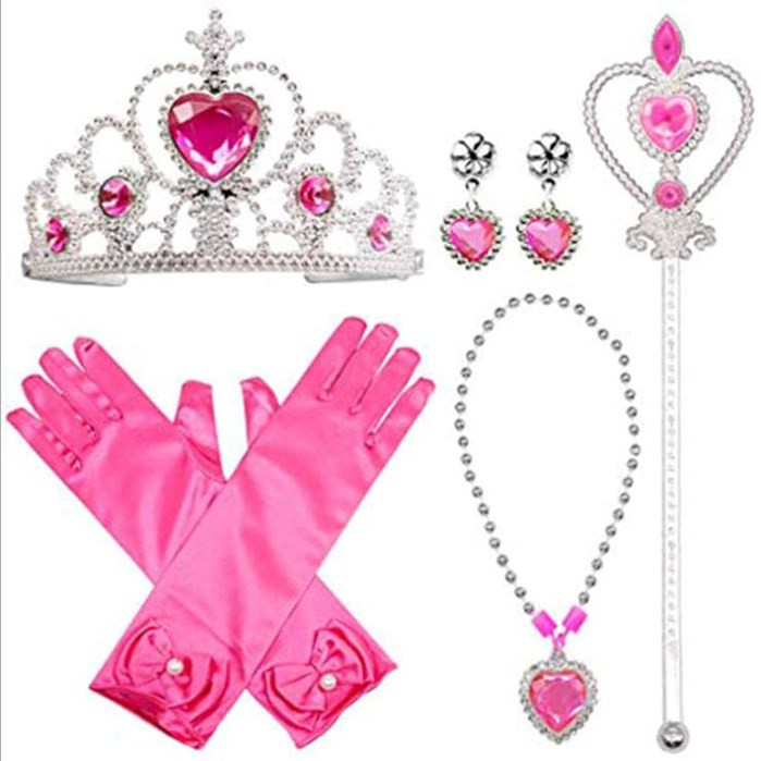 (5 IN 1) Princess Elsa Anna Frozen Pink Tiara Crown and Magic Wand ...