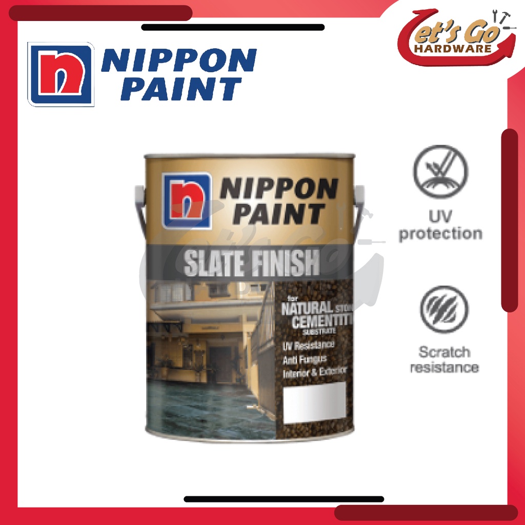5L Nippon Paint Slate Finish for Kilat Utk Batu Pebble Wash Sand Stone ...