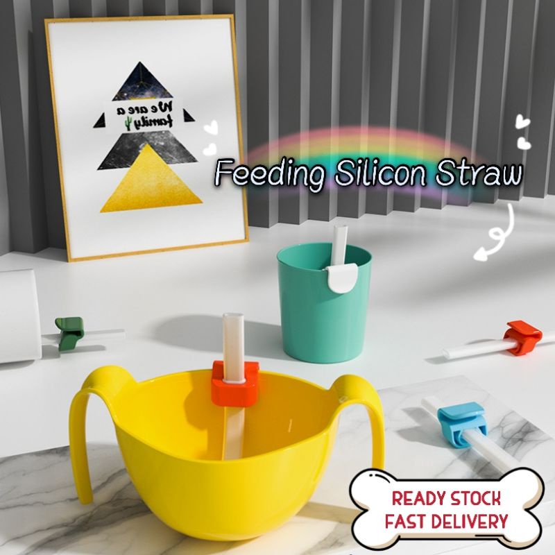 Baby Learning Straw Kid Silicone Straw with Buckle Drink Soup Milk Baby ...