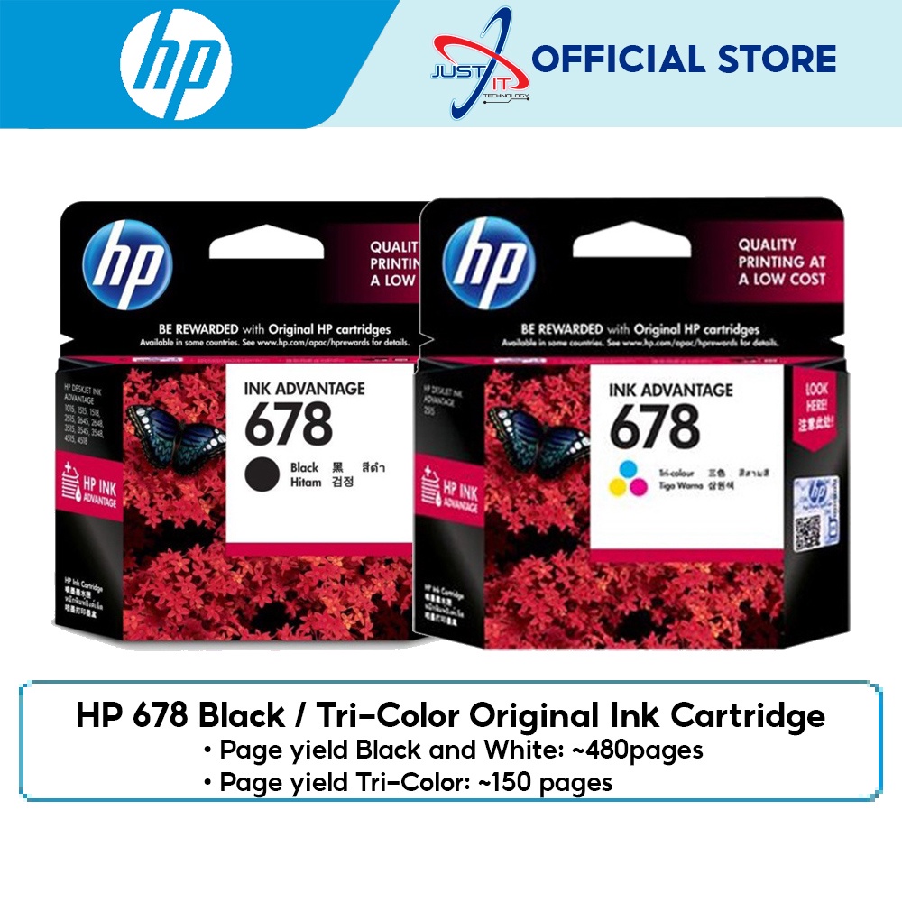 Hp 678 Black / Color Original Ink Advantage Cartridge | Shopee Malaysia