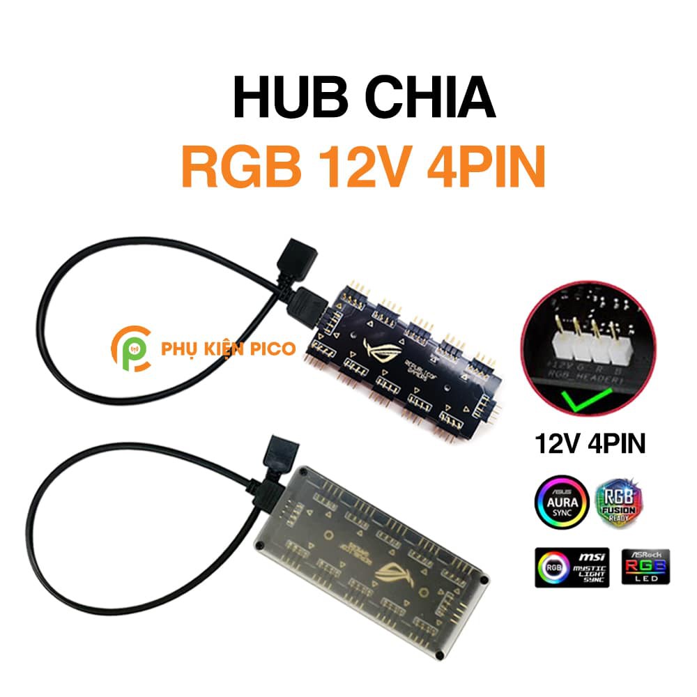 12v RGB splitter Hub - 12V 4pin 10-port RGB fan led splitter supporting ...
