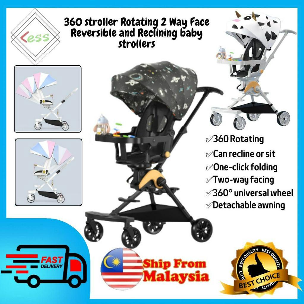 LESS - 360 stroller Rotating 2 Way Face Reversible and Reclining baby ...