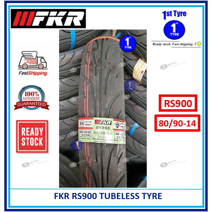 FKR MOTORCYCLE TYRE RS900 (BUNGA TAJAM) 80/90-14 TUBELESS [ TAYAR 2025 ...