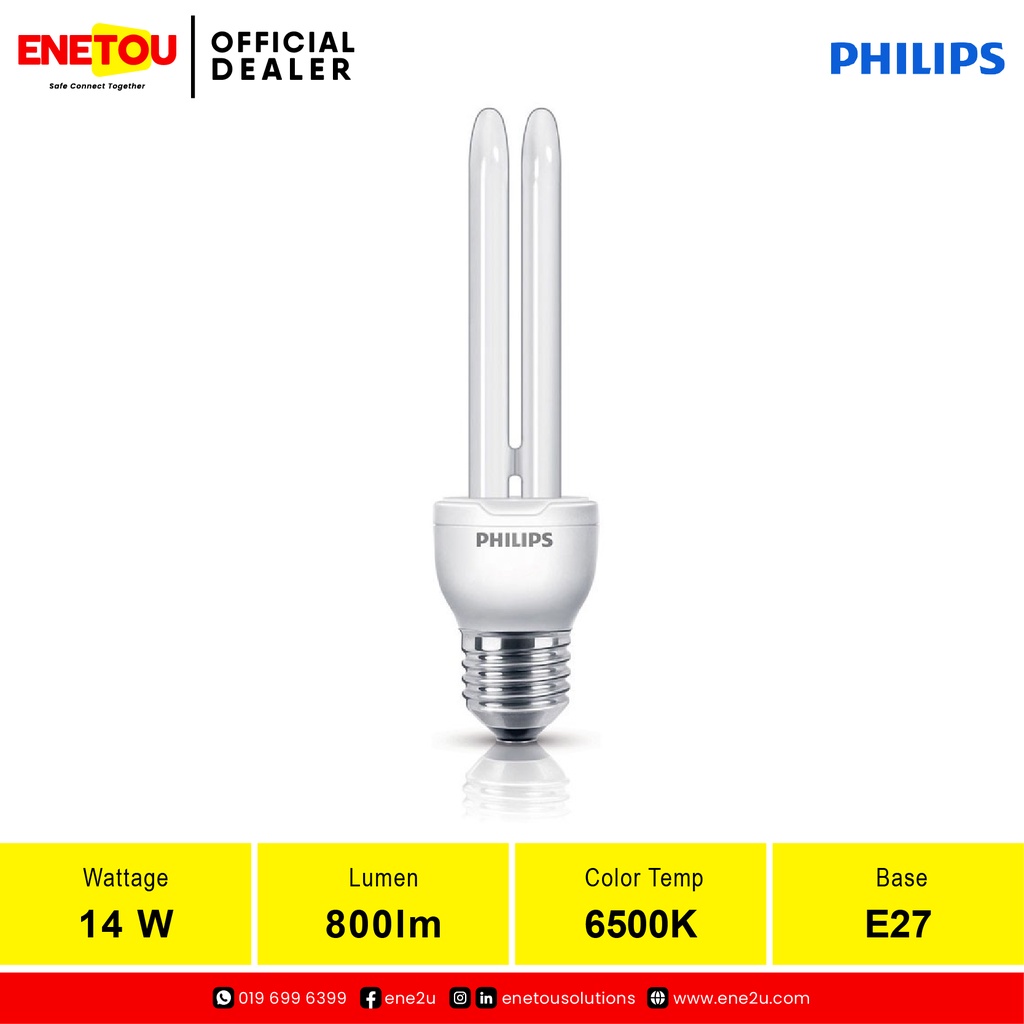 PHILIPS ESSENTIAL 14W (ENERGY SAVER) E27 220-240V 6500K | Shopee Malaysia