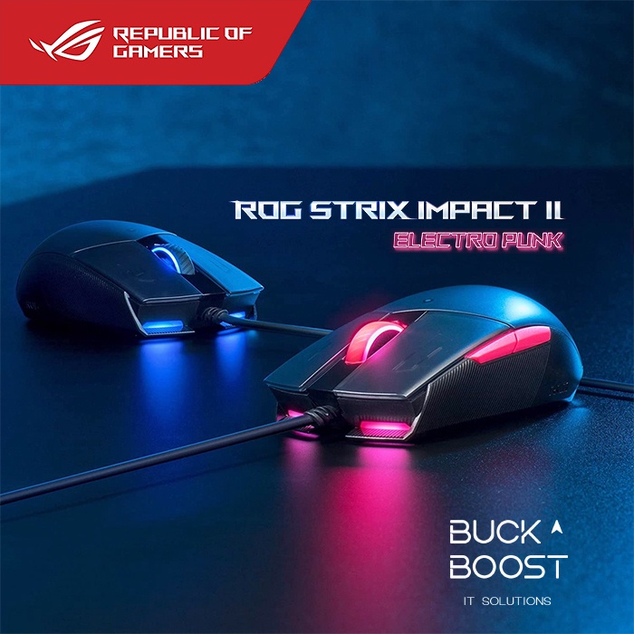 Asus ROG Strix Impact II / Electro Punk Edition Optical Gaming Mouse ...