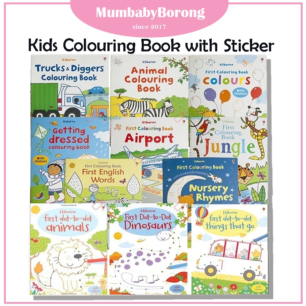 MB Usborne Colouring Book with Sticker Kids Children Preschool ...