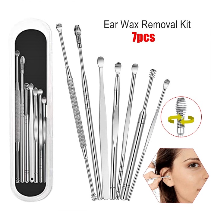 7pcs Ear Pick Earwax Removal Kit, Ear Cleansing Stainless Steel Tool ...