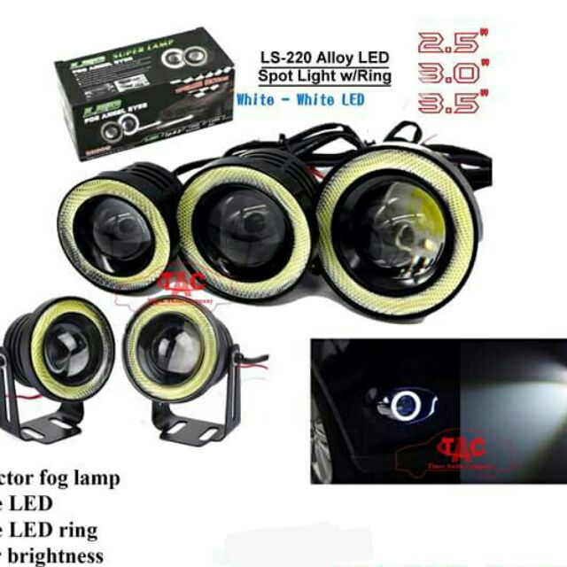 Automotive Car LED Projector Fog Light High Power COB Angel Eyes Halo ...