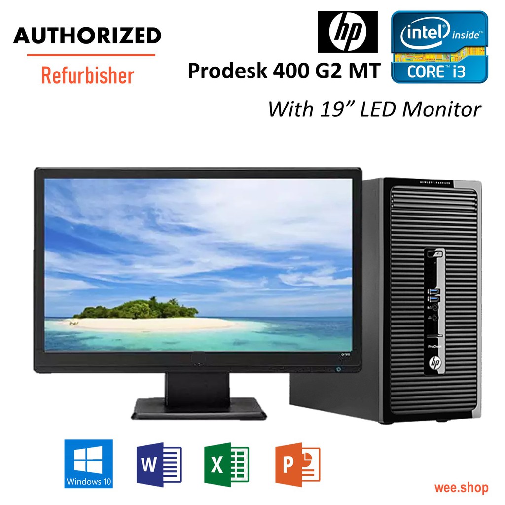 Desktop Set PC Computer HP i3 4th Gen ProDesk 400 G2 MT Win10 + 20” LED ...