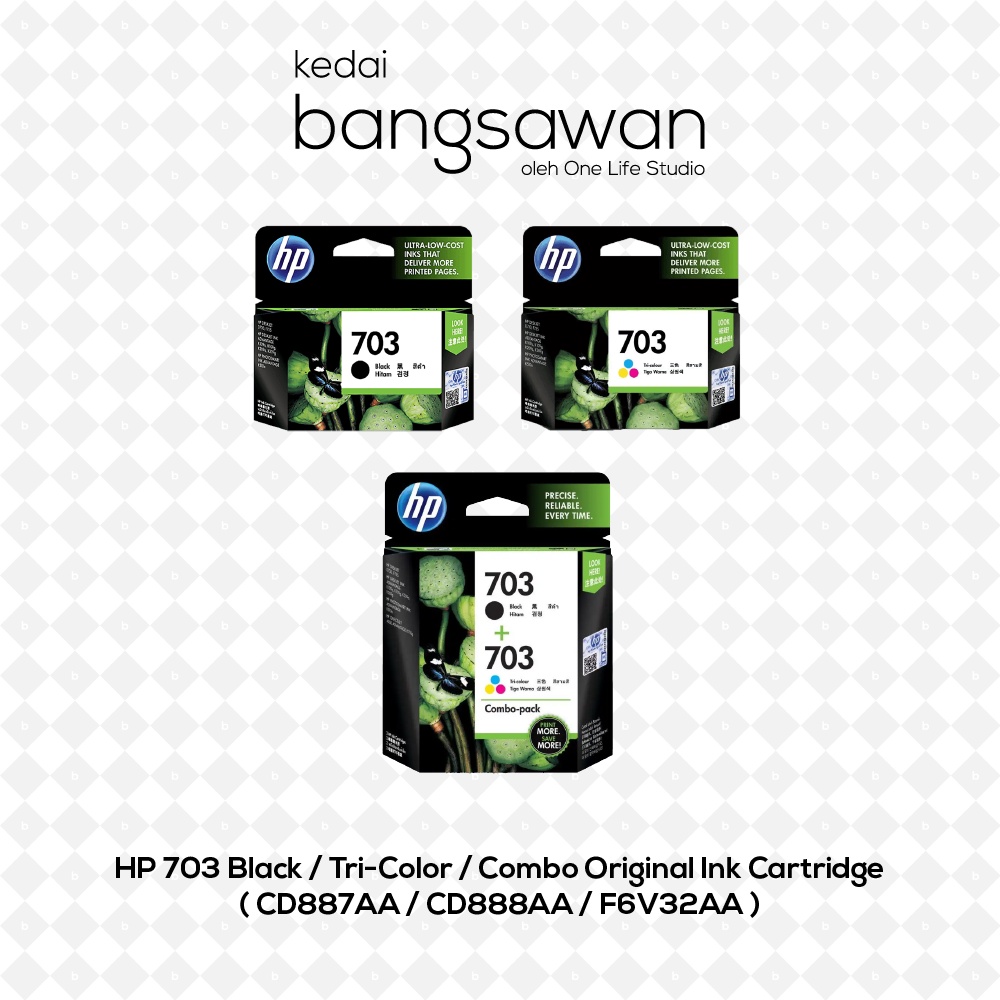 HP 703 Black / Tri-Color / Combo Original Ink Cartridge ( CD887AA ...