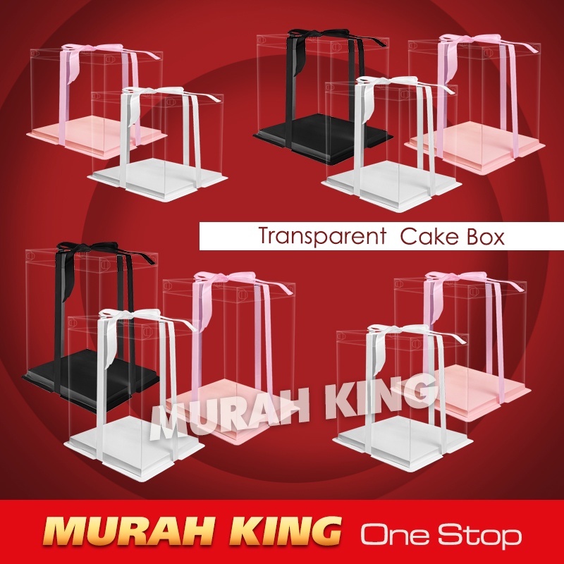 Cake Box Exclusive Transparent PVC Kotak hantaran siap tapak Kotak Kek ...