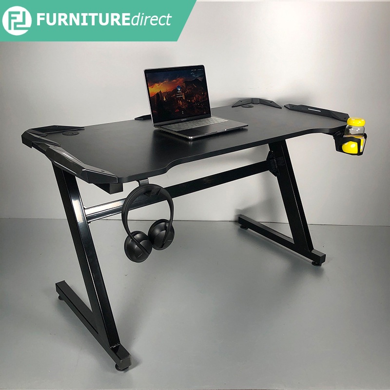 Furniture Direct 4 Feet carbon fiber look gaming table with RGB LED ...