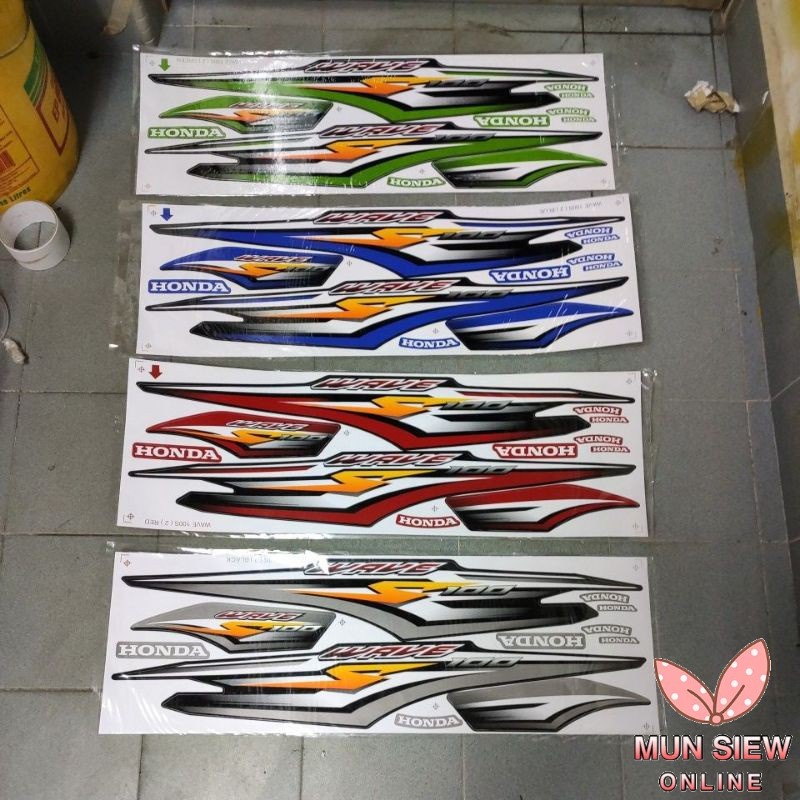 Sticker body cover set (2) honda wave100s wave 100r wave100r wave 100s ...