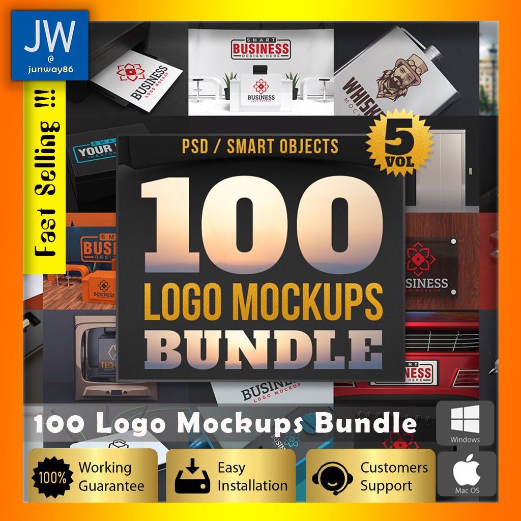 100 Logo Mockups Bundle Vol 5 - Big collection of PSD Logo Mockups ...