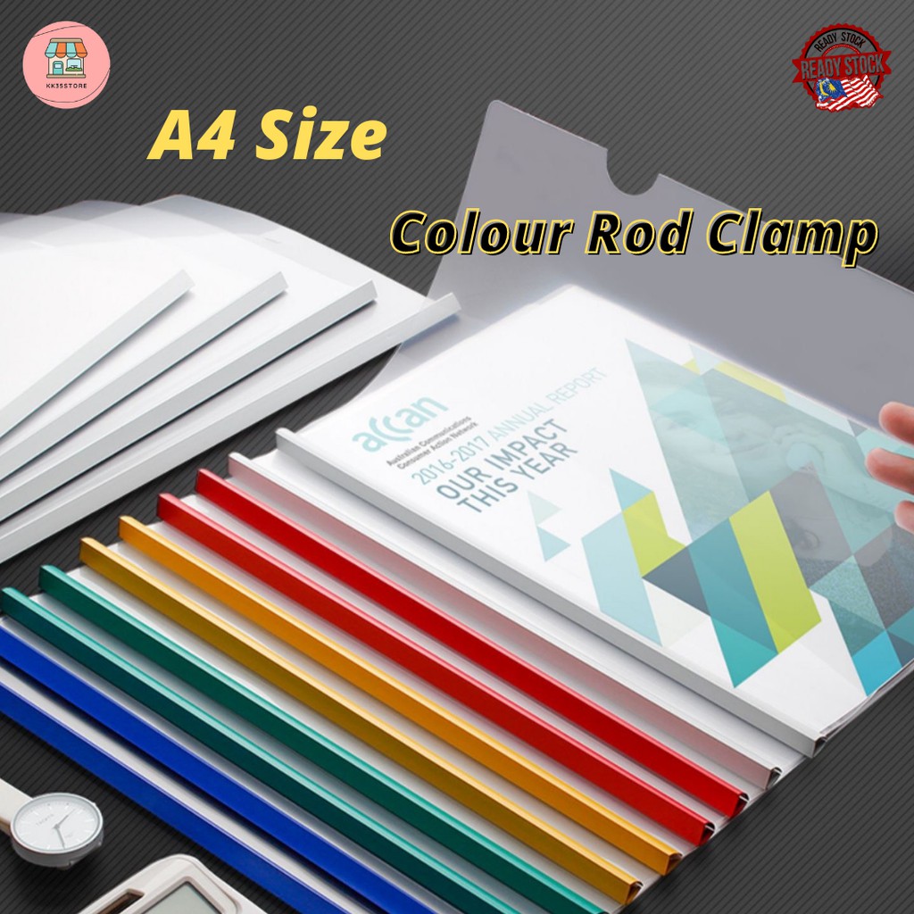 [READY STOCK] A4 Size Colour Rod Clamp File/Cover File with Sliding Bar ...