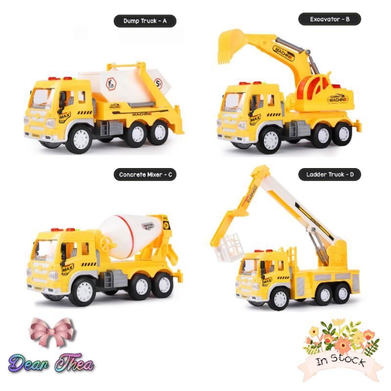 Truck Construction Toy Vehicle Dumpster Excavator Concrete Mixer ...
