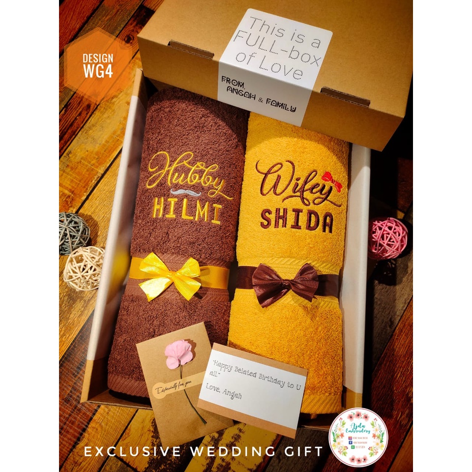 PREMIUM WEDDING GIFT TOWEL WITH BOX / TUALA SULAM / HADIAH KAHWIN ...