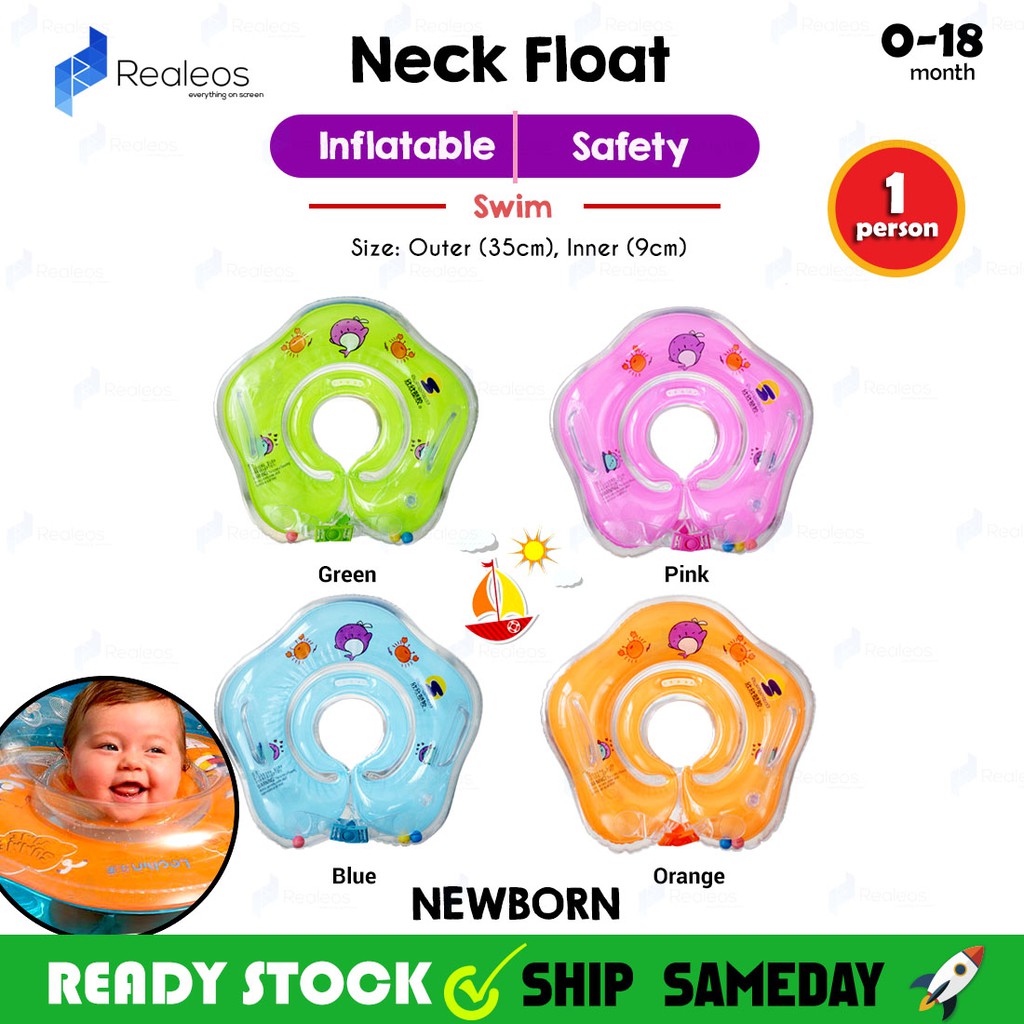 Realeos Inflatable Baby Float Swimming Newborn Infant Baby Safety Neck ...