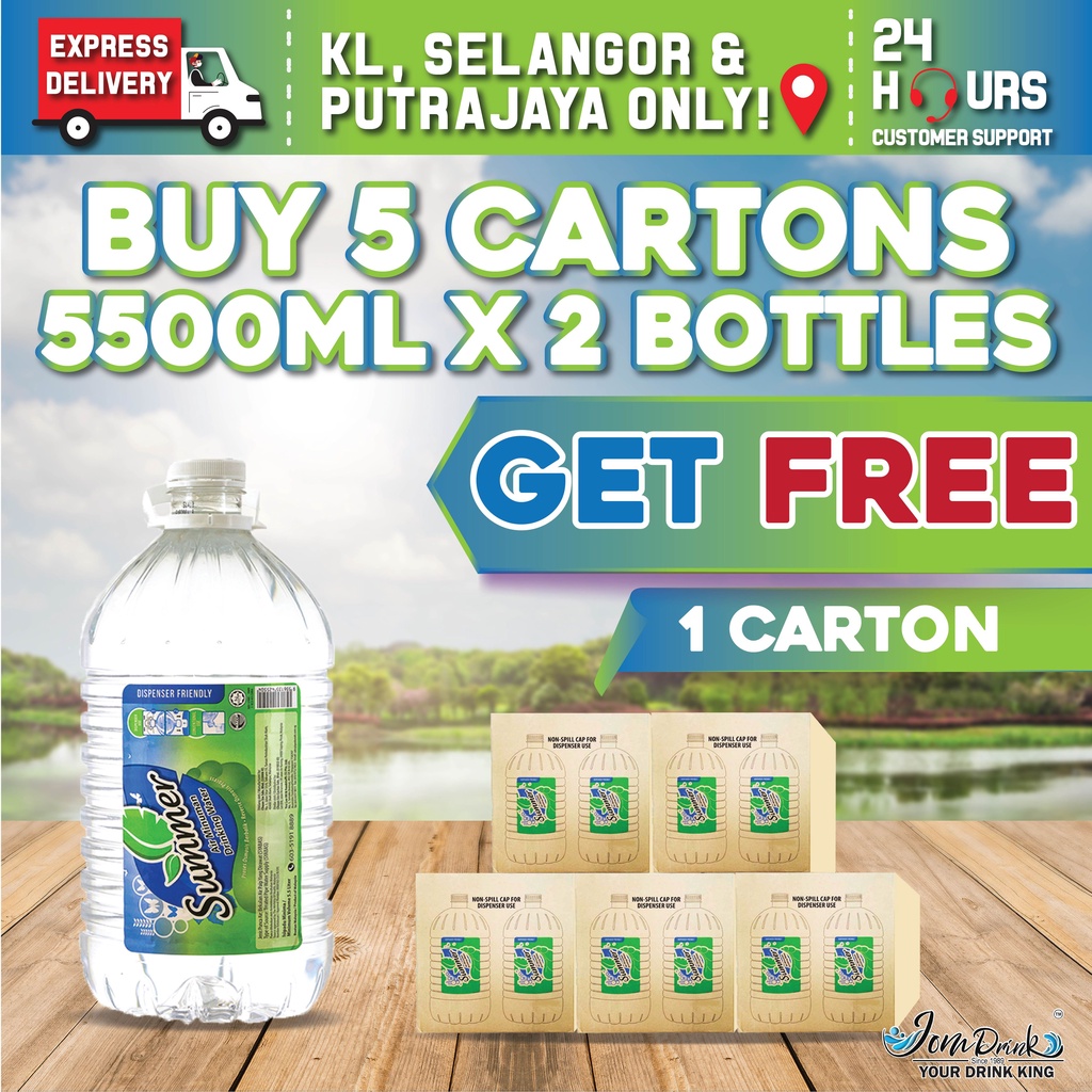 BUNDLE OF 5 CARTONS : SUMMER DRINKING WATER 5500ML x 2 BOTTLES | Shopee ...