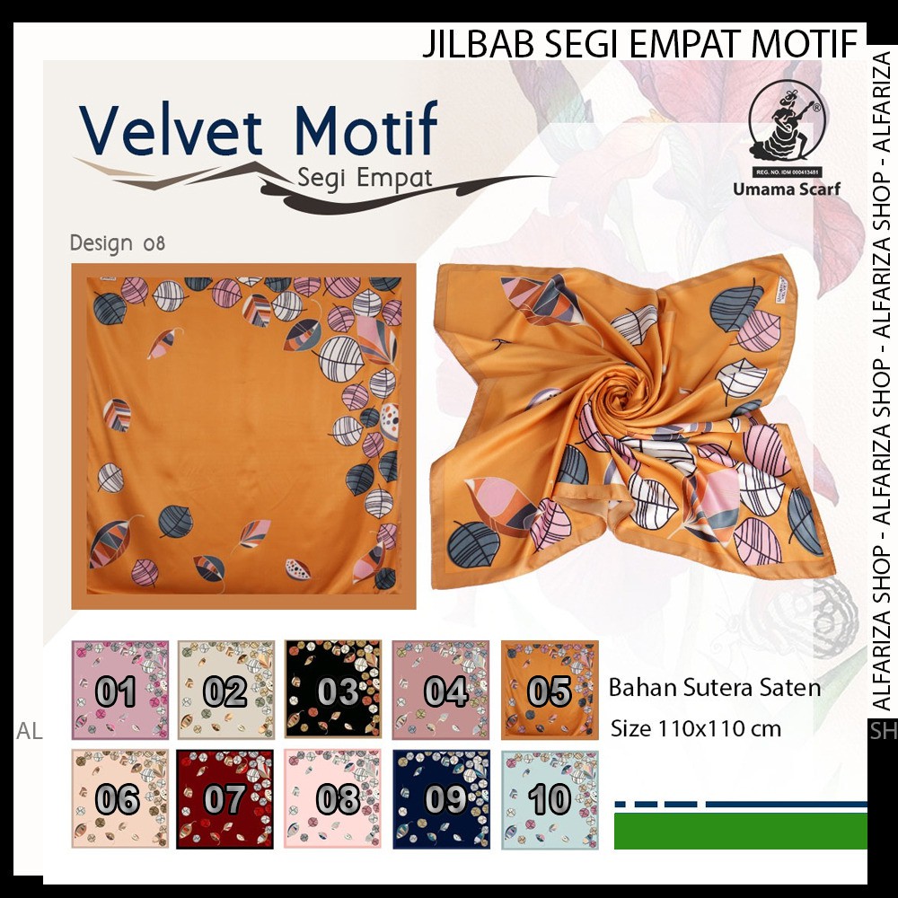 Square Hijab Rectangular Velvet Motif Hijab by Umamascarf 08 | Shopee ...