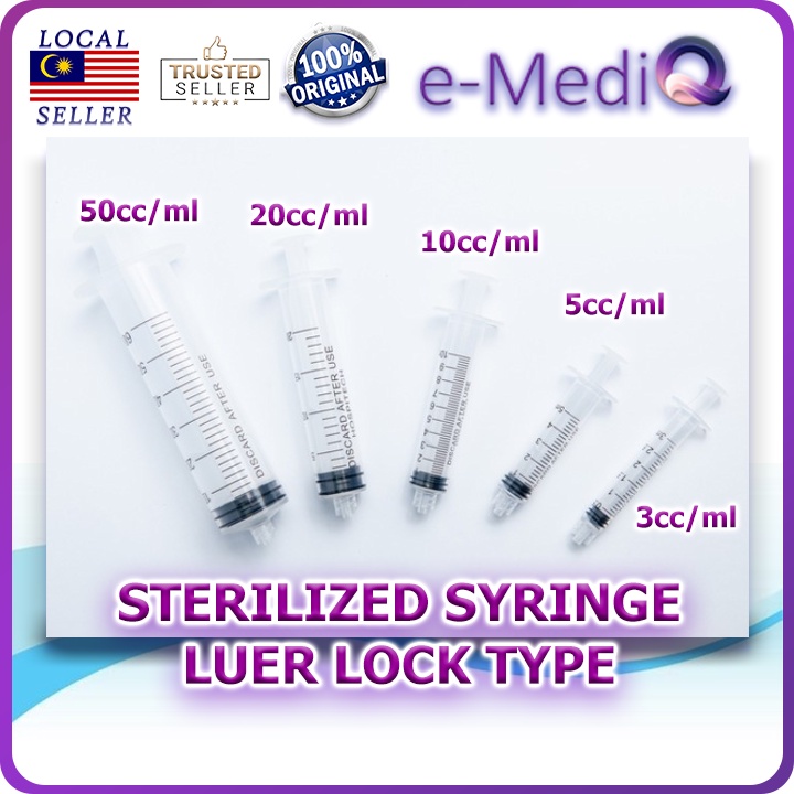 Hospitech Disposable Syringe Luer Lock Type (3ml / 5ml / 10ml / 20ml / 50ml) | Shopee Malaysia