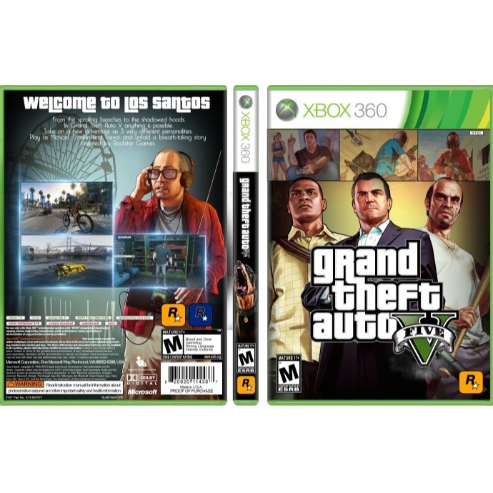 XBOX 360 OFFLINE GTA 5 GRAND THEFT AUTO V [2 DVD] (FOR MOD CONSOLE ...