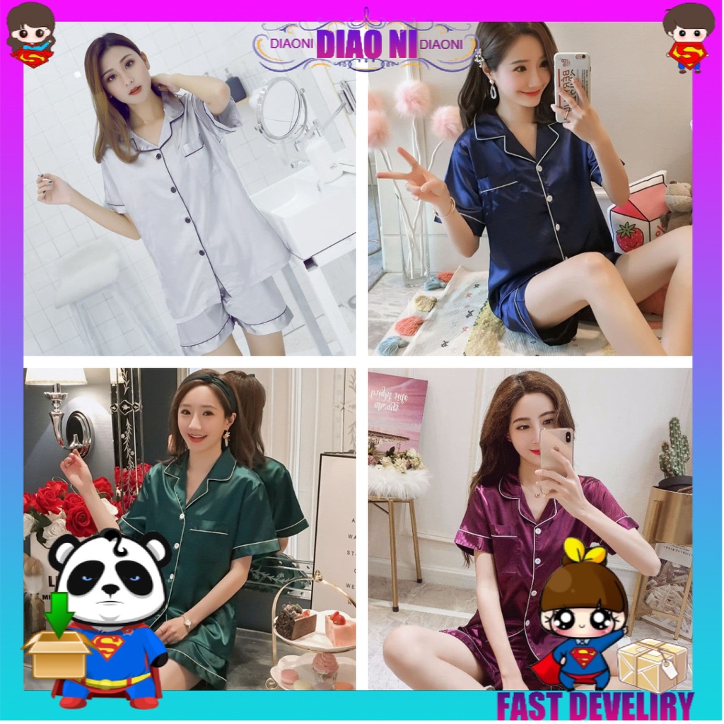 《💘diaoni 💘》new Arrival Korean Style Satin Pajamas Suit Baju Tido Short