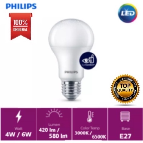 💡100% ORIGINAL + READY STOCK💡 PHILIPS MyCare LED Bulb 4W 6W E27, Cool Daylight (6500K) / Warm ...