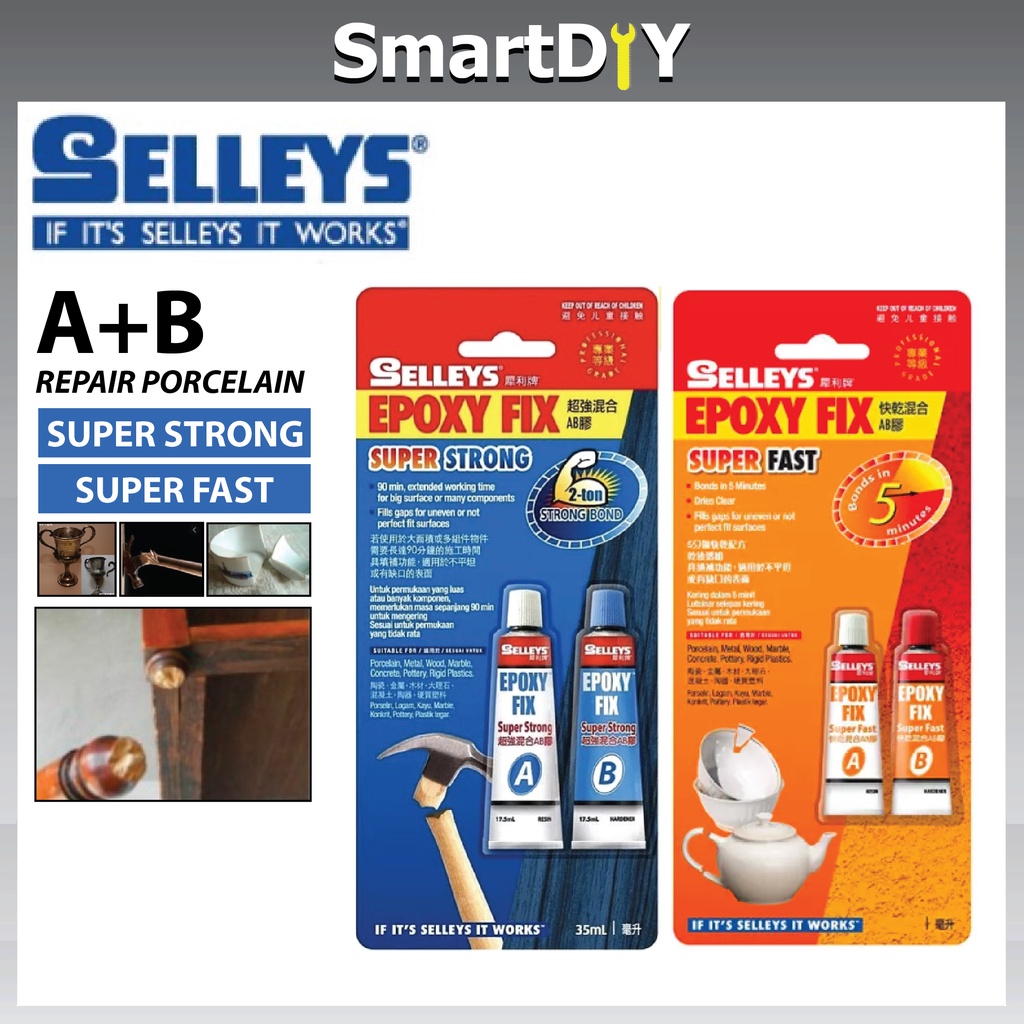 Selleys Epoxy Fix Super Strong / Super Fast 35ml A+B Repair Porcelain ...