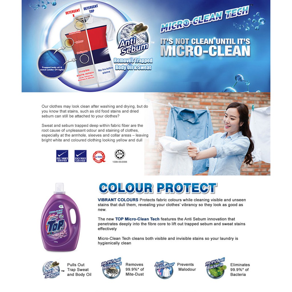 Top Advanced Micro-Clean Tech Colour Protect Liquid Detergent Refill (1 ...