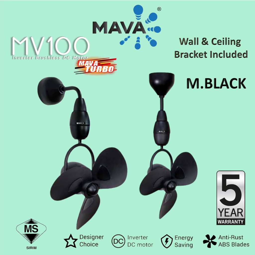 MAVA MV100 2 in 1 Remote Control Wall Fan & Ceiling Fan with Inverter ...