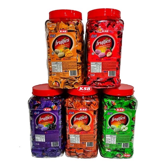 【1kg】Fruities Chewy Candy Apple/Strawberry/Mango/Orange/Blackcurrant ...