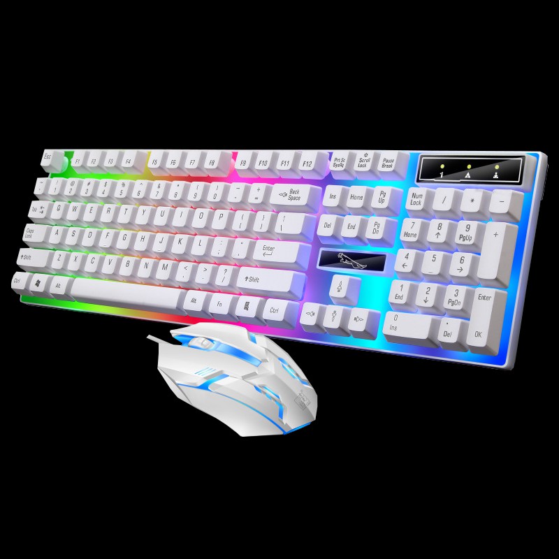 HERMAN 😍 G21 wired USB luminous gaming keyboard mouse computer ...