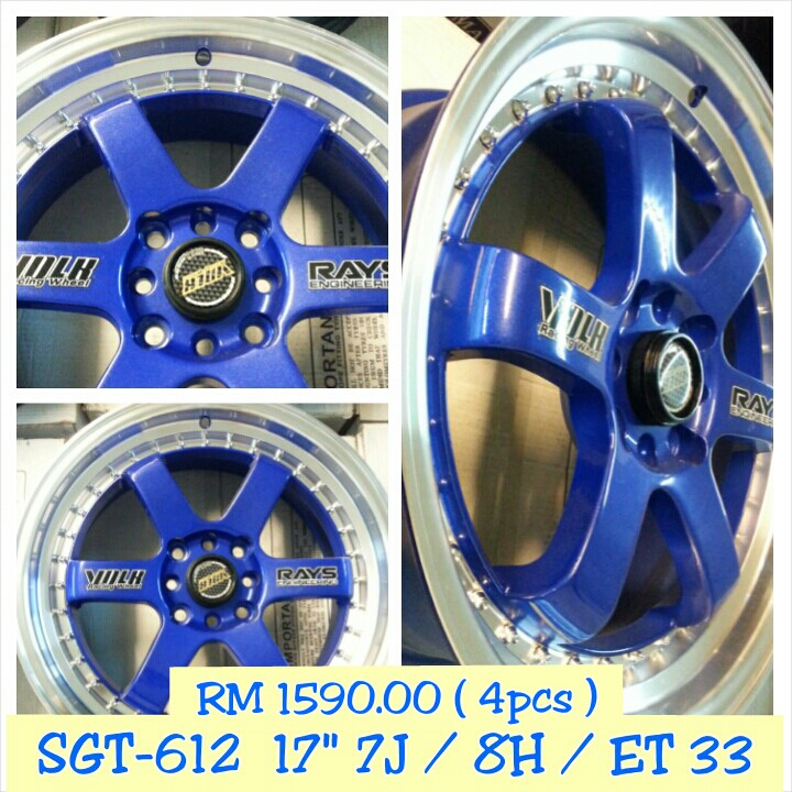 Alloy Rim Wheel 17" SGT-612 BLUE 7J / ET33 / 4H 100 / 4H 114.3 1pc ...