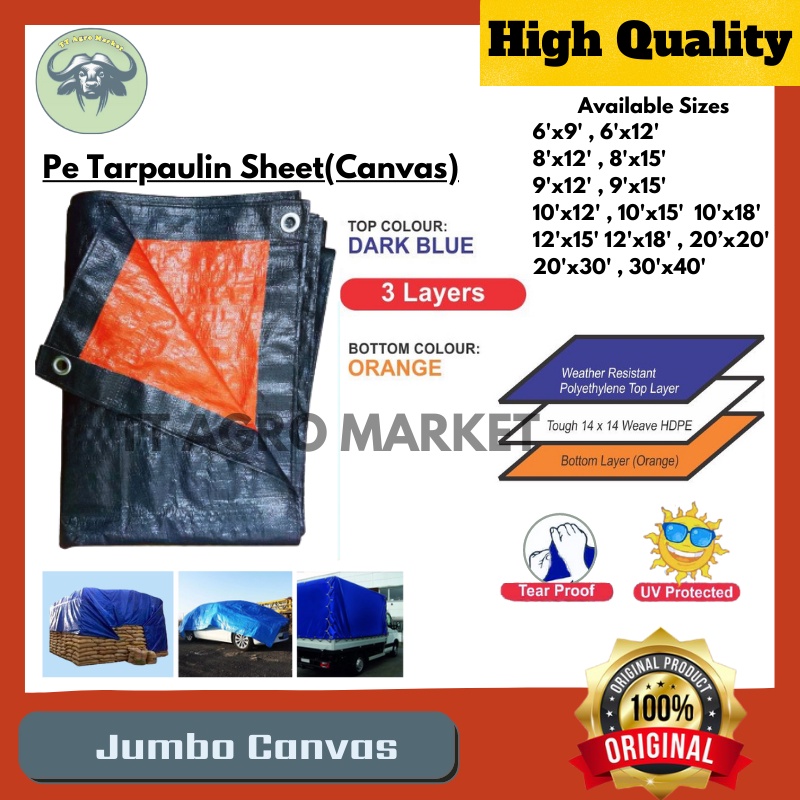 Heavyduty Canvas Canopy Kaki Blue Orange Kanvas Khemah Kolam Tutup ...