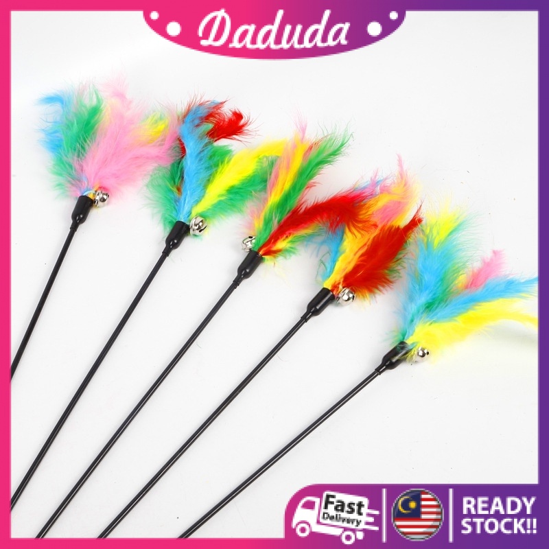 60cm Feather Cat Teaser Stick Toy With Bell training toy kucing main ...