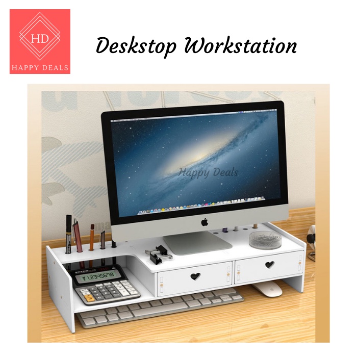 Hdeals Wooden Desktop Organizer Shelf Computer Monitor Screen Increased ...