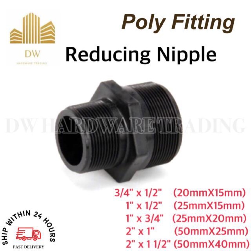 🔥Ready Stock🔥Poly Reducing Nipple / Reducing Nipple /Poly Fitting( 1/2" 15mm, 3/4" 20mm , 1 ...