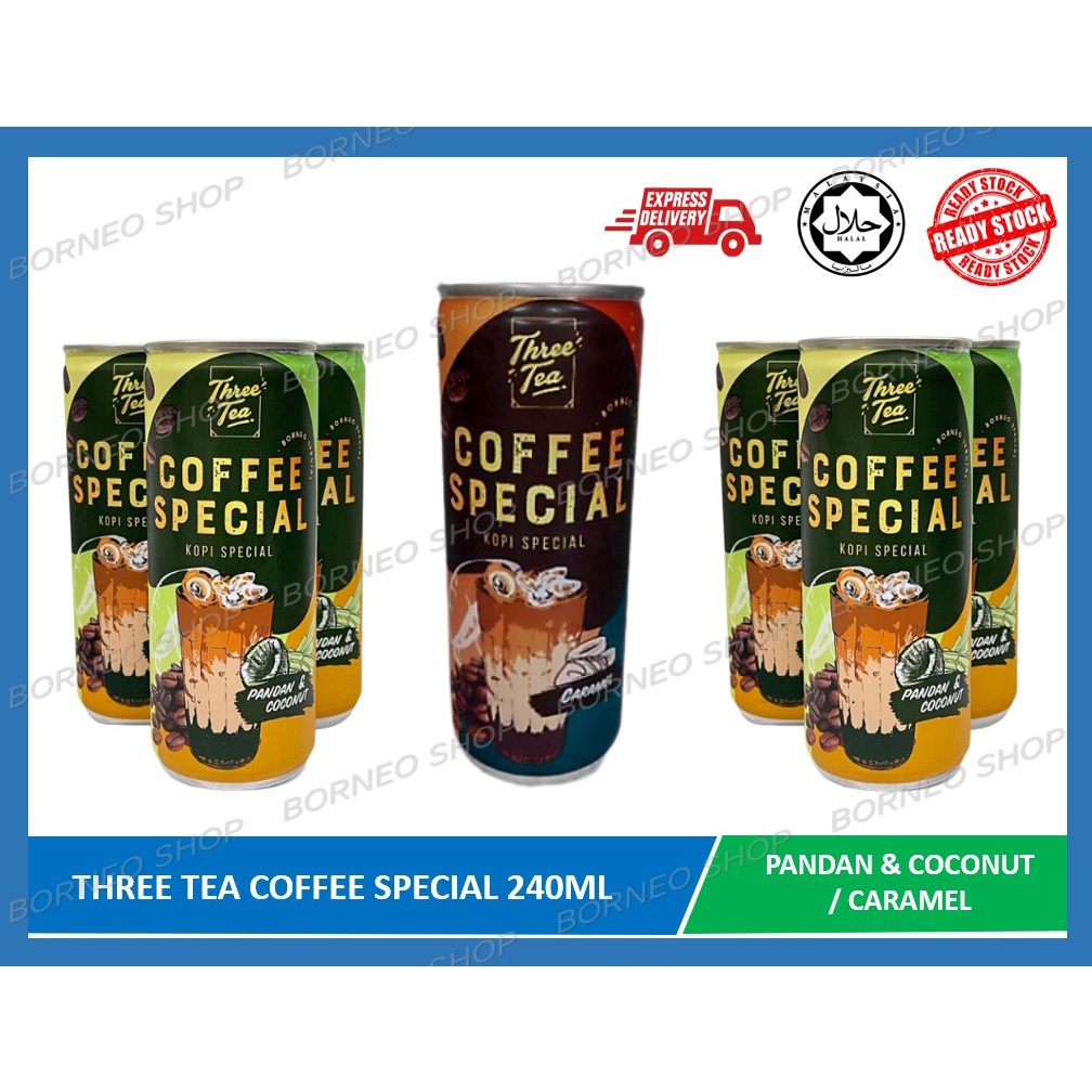 Three Tea Coffee Special Pandan & Coconut / Caramel 240ml [Ready Stock] Expiry 2023 | Shopee ...