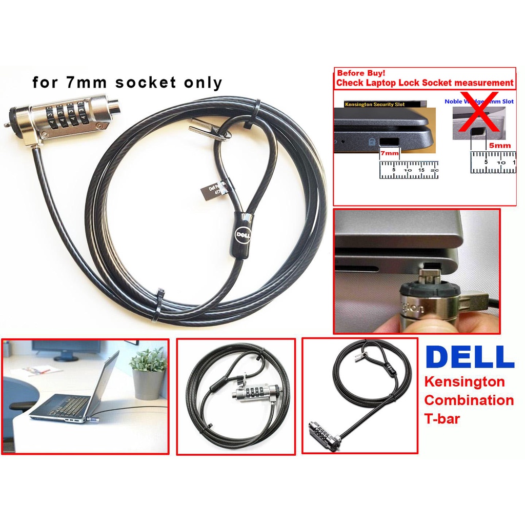 Original Dell 4T78N Security Kensington 7mm Combination T-bar 1.8M ...