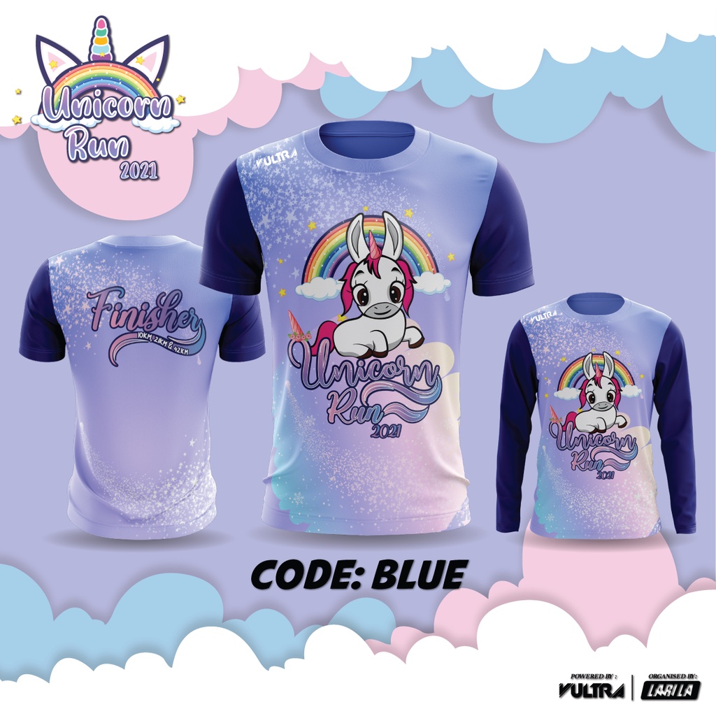 [FREE GIFT] Baju UNICORN Run Running T’Shirt - Blue - High quality Baju ...