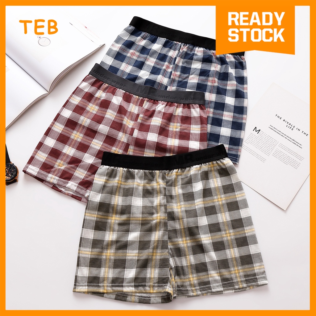 3 Pcs Men's Classic Checkered Men’s Boxer/ Seluar Dalam Lelaki | Shopee ...