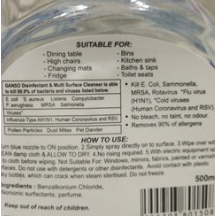 Antibacterial Spray Ganso Disinfectant and Multi Purpose Cleanser ...