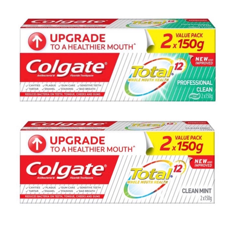 Colgate Total Antibacterial Fluoride Toothpaste 2 X 150 Gram（Value Pack ...