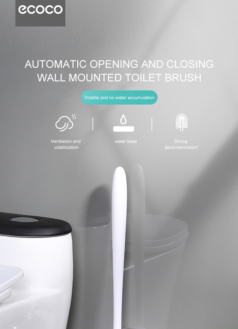 SR99. ECOCO Silicone Brush Head Toilet Brush Quick Drain Cleaning Tools ...